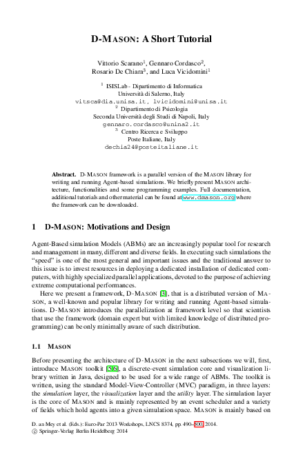 (PDF) D-MASON: A Short Tutorial