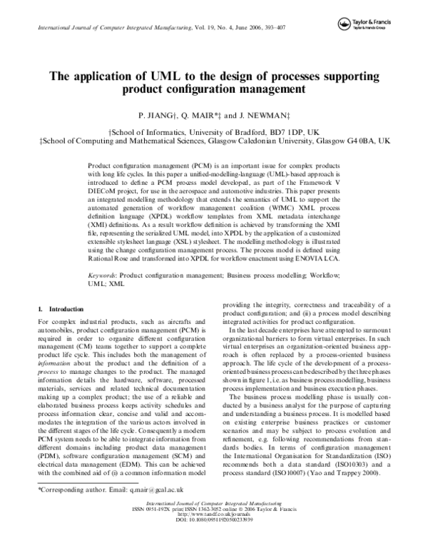 (PDF) The application of UML to the design of processes supporting ...