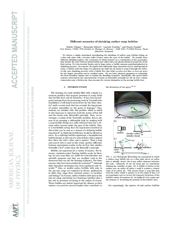 (PDF) Different scenarios of shrinking surface soap bubbles