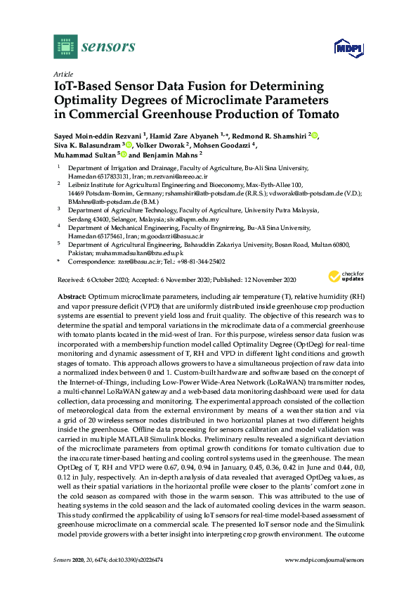 (PDF) IoT-Based Sensor Data Fusion for Determining Optimality Degrees ...