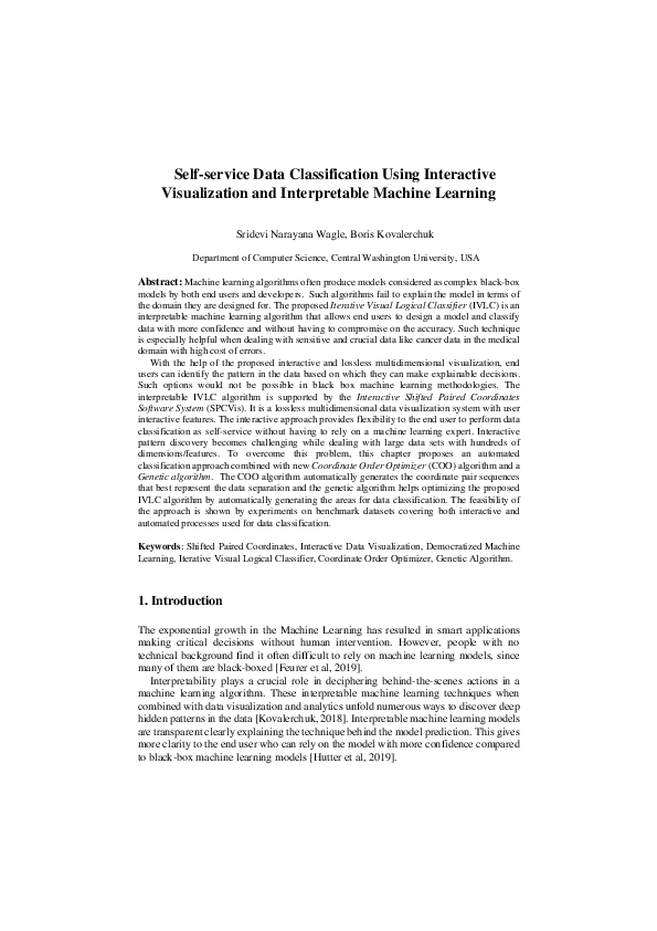 Pdf Self Service Data Classification Using Interactive Visualization And Interpretable Machine