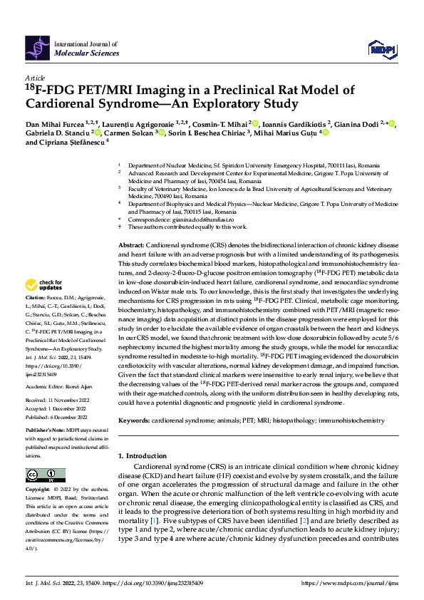 (PDF) 18F-FDG PET/MRI Imaging in a Preclinical Rat Model of Cardiorenal ...