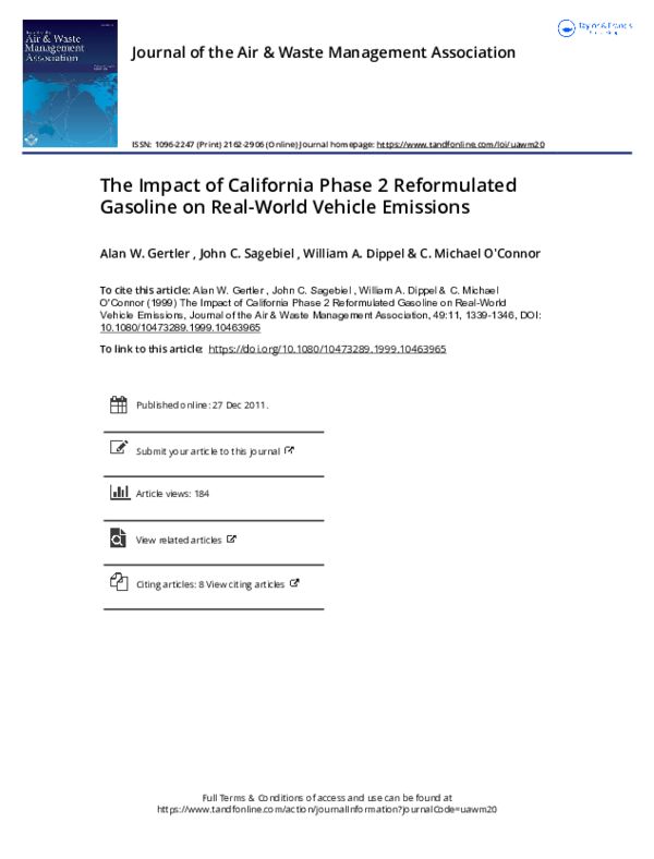 (PDF) The Impact of California Phase 2 Reformulated Gasoline on Real ...