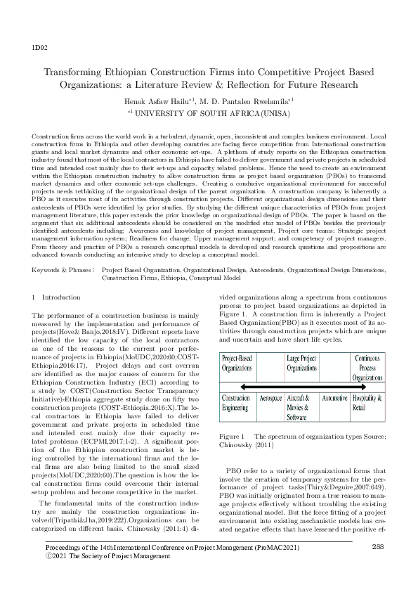 (PDF) Transforming Ethiopian Construction Firms into Competitive ...