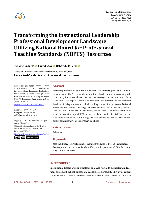 (PDF) Transforming the Instructional Leadership Professional ...