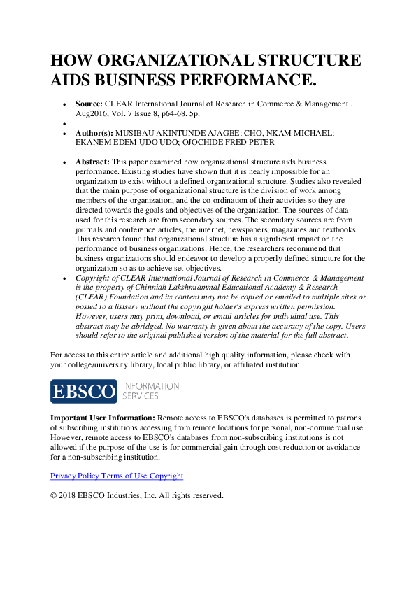 (PDF) How Organizational Structure Aids Business Performance