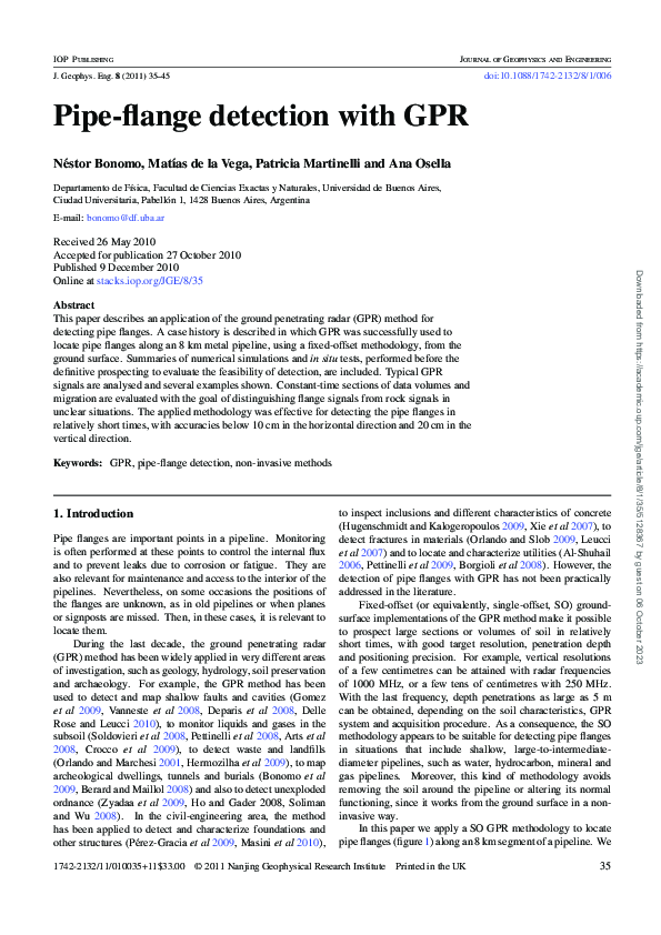 (PDF) Pipe-flange detection with GPR