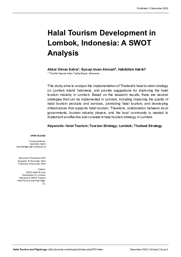 (PDF) Halal Tourism Development in Lombok, Indonesia
