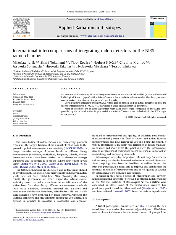 (PDF) International intercomparisons of integrating radon detectors in ...