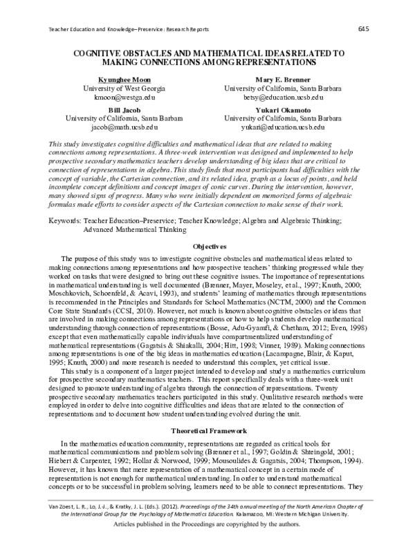 (PDF) Cognitive Obstacles and Mathematical Ideas Related to Making ...