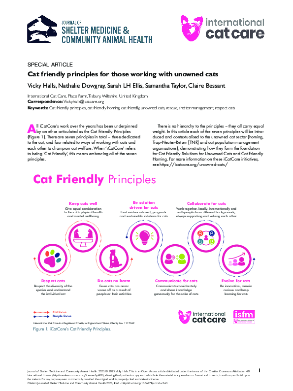 (PDF) Cat Friendly Pinciples for Those Working With Unowned Cats
