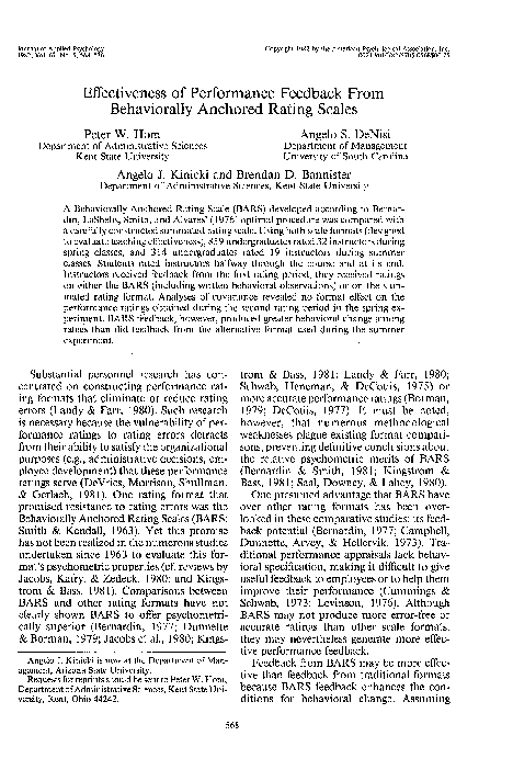 (PDF) Effectiveness of performance feedback from behaviorally anchored ...