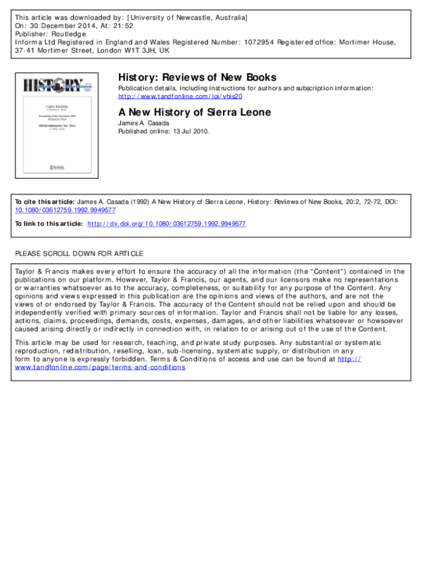 (PDF) A New History of Sierra Leone