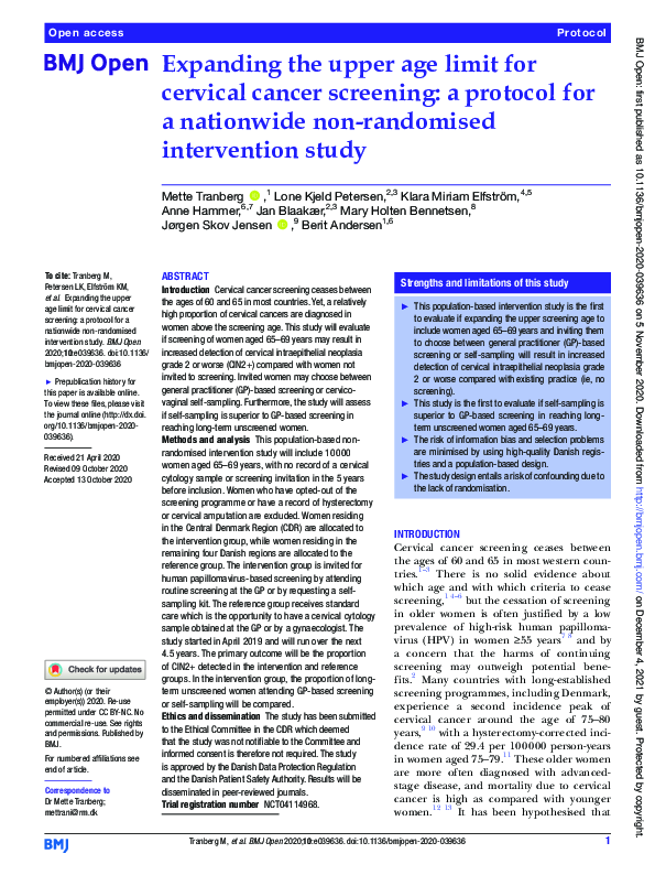 (PDF) Expanding the upper age limit for cervical cancer screening: a ...