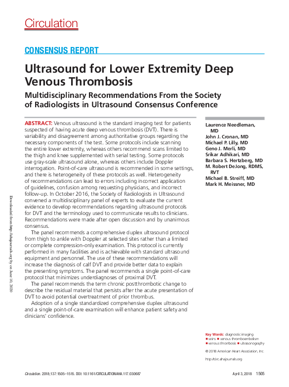 (PDF) Ultrasound for Lower Extremity Deep Venous Thrombosis