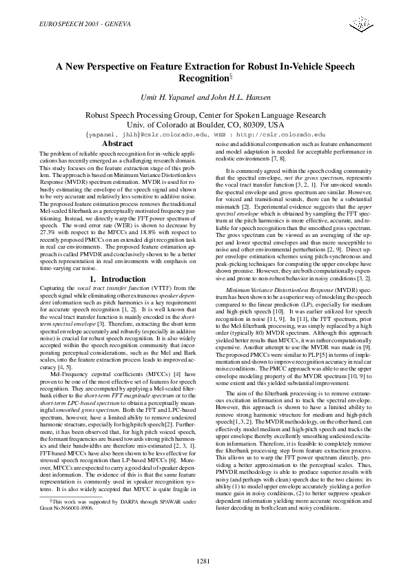 Pdf A New Perspective On Feature Extraction For Robust In Vehicle