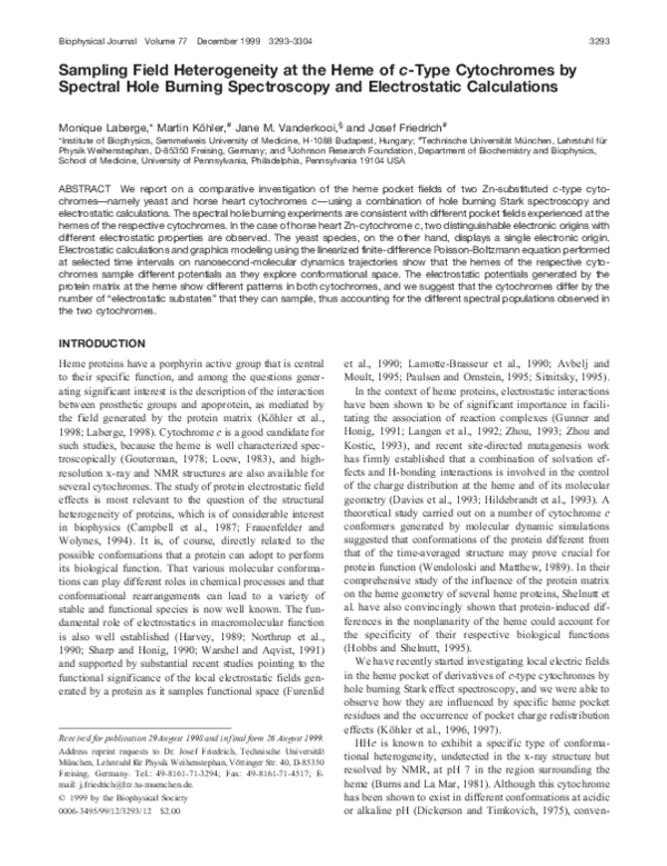(PDF) Sampling Field Heterogeneity at the Heme of c-Type Cytochromes by ...
