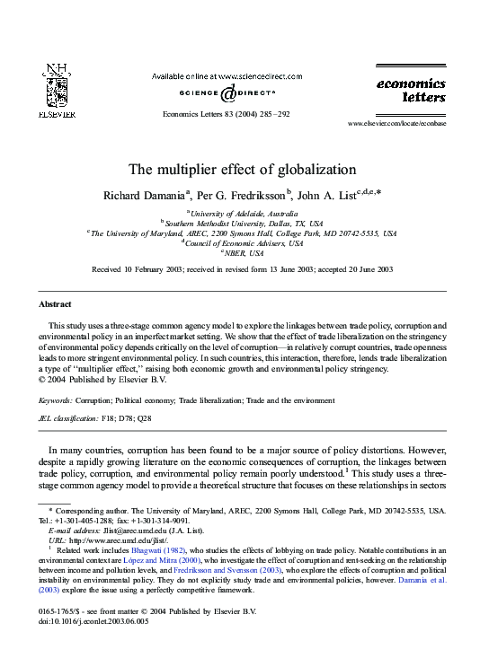 (PDF) The multiplier effect of globalization