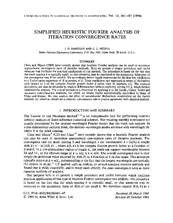 (PDF) Simplified heuristic Fourier analysis of iteration convergence rates
