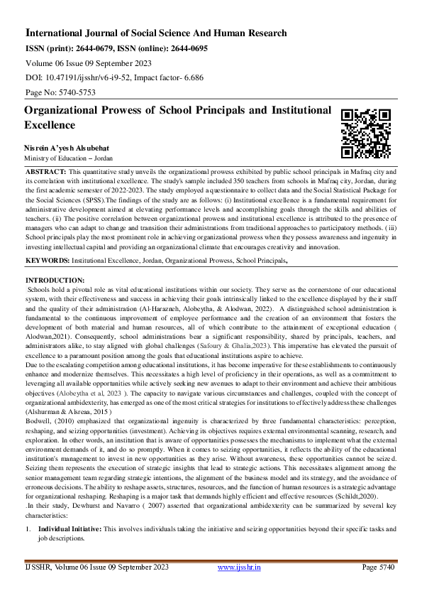 (PDF) Organizational Prowess of School Principals and Institutional ...