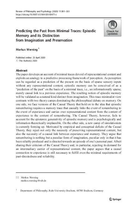 (PDF) Predicting the Past from Minimal Traces: Episodic Memory and its Distinction from ...