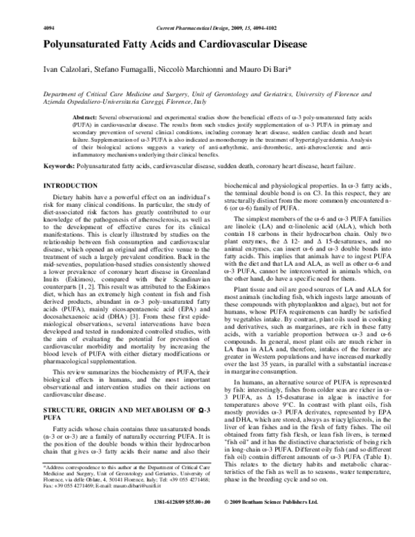 (PDF) Polyunsaturated fatty acids and cardiovascular disease