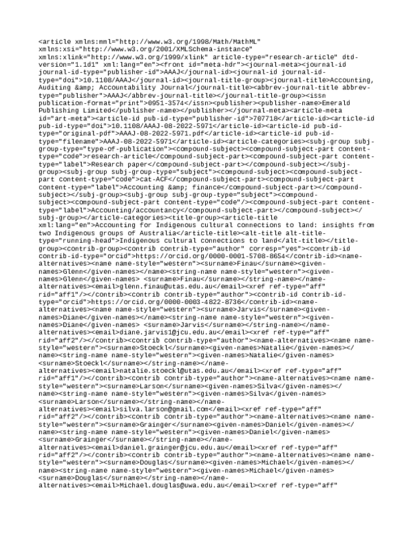 Accounting for Indigenous cultural connections to land: insights from ...