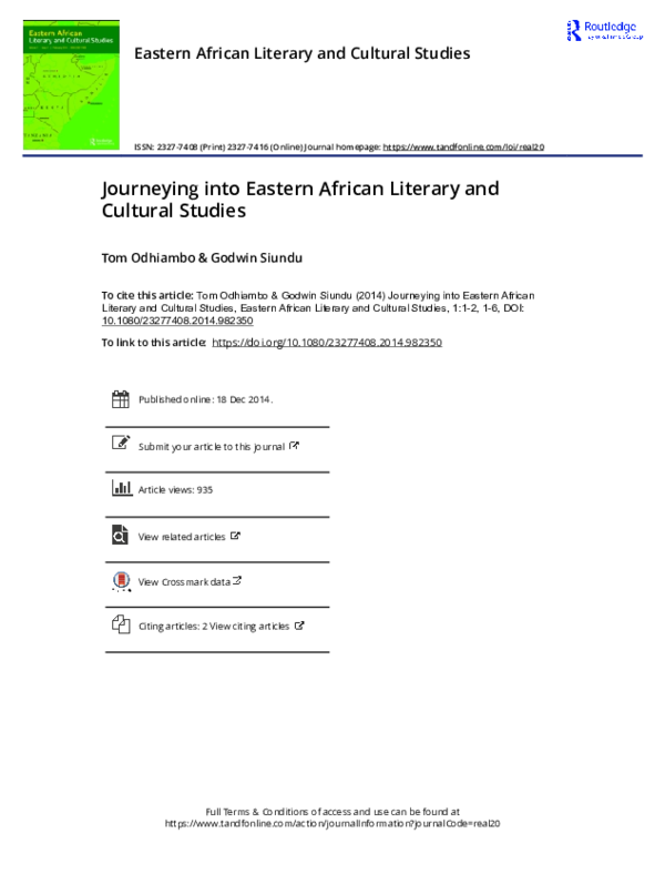 (PDF) Journeying into Eastern African Literary and Cultural Studies