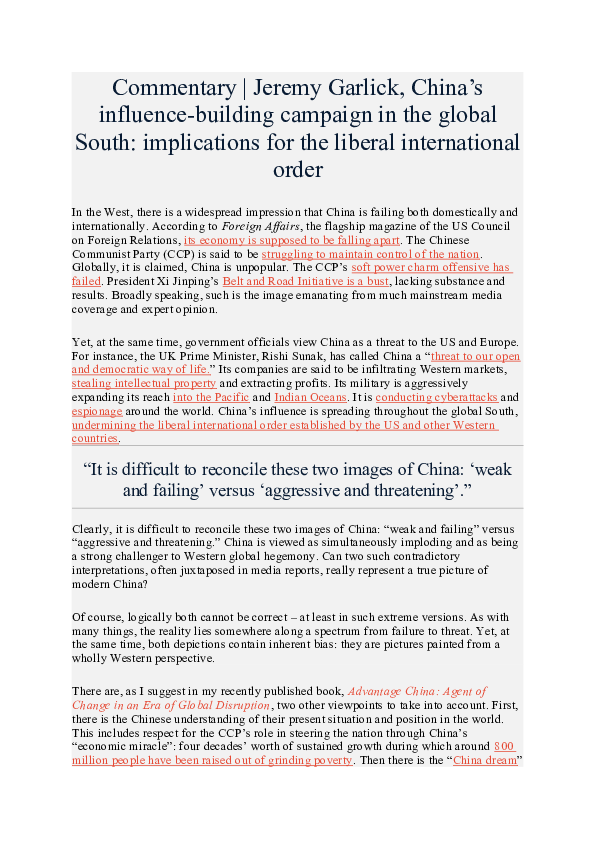 (DOC) China's influence-building campaign in the global South ...