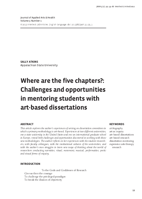 (PDF) Where are the five chapters?: Challenges and opportunities in mentoring students with art ...