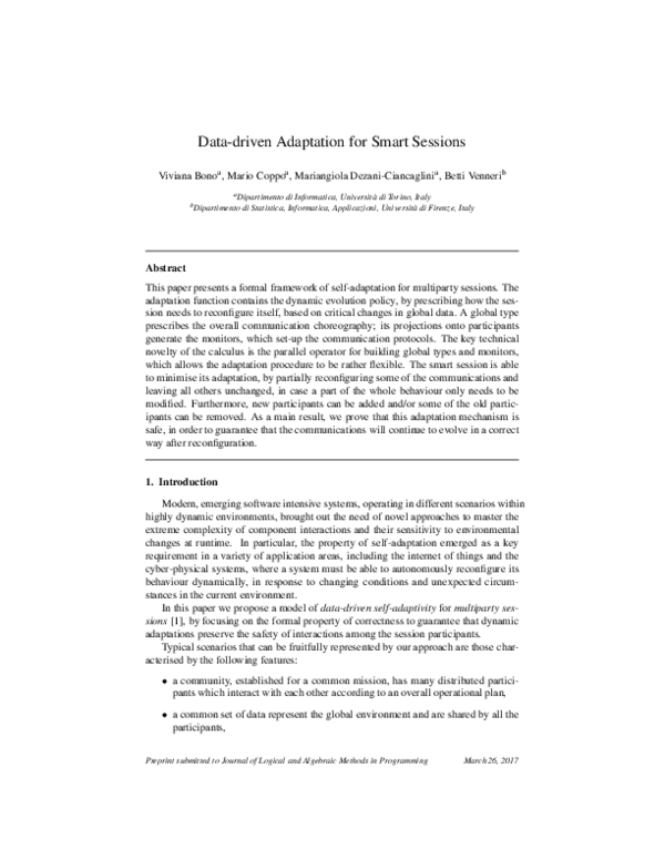(PDF) Data-driven adaptation for smart sessions