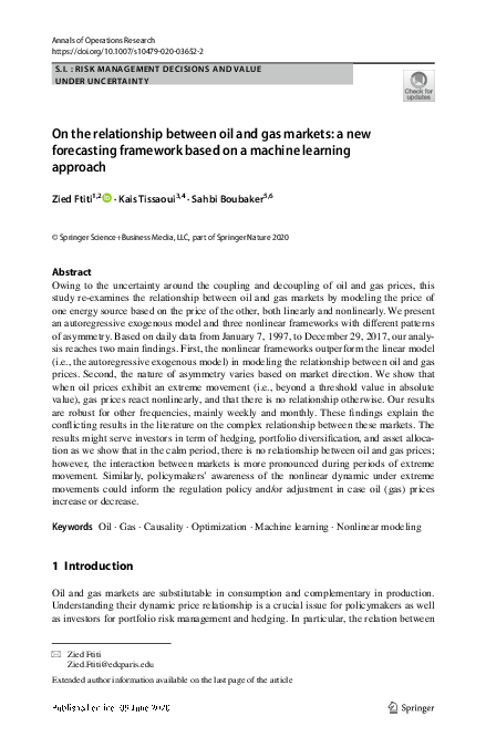 (PDF) On the relationship between oil and gas markets: a new forecasting framework based on a ...