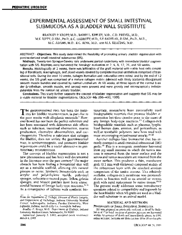 (PDF) Experimental assessment of small intestinal submucosa as a ...