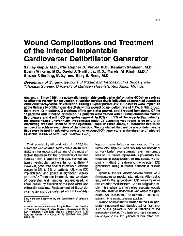 (PDF) Wound Complications and Treatment of the Infected Implantable ...