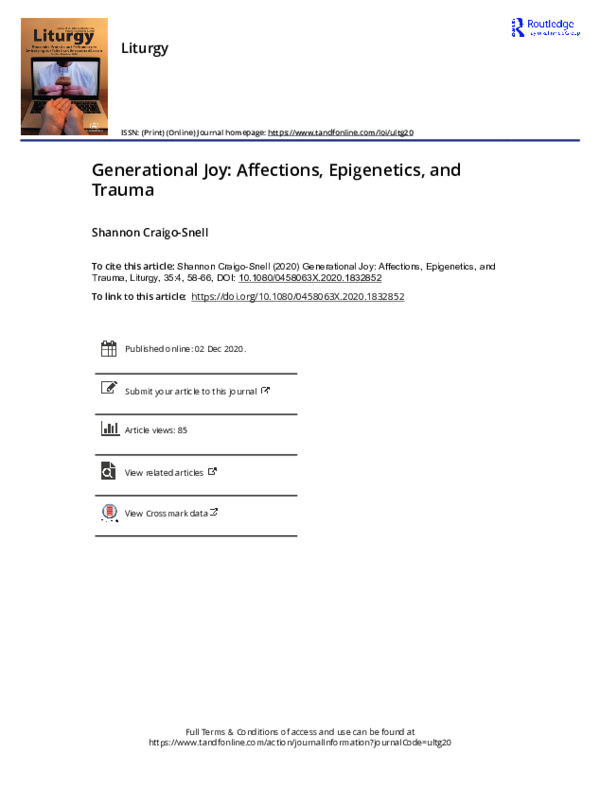 (PDF) Generational Joy: Affections, Epigenetics, and Trauma