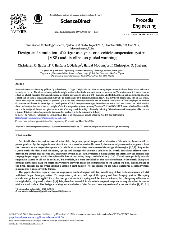 (PDF) Design and Simulation of Fatigue Analysis for a Vehicle ...