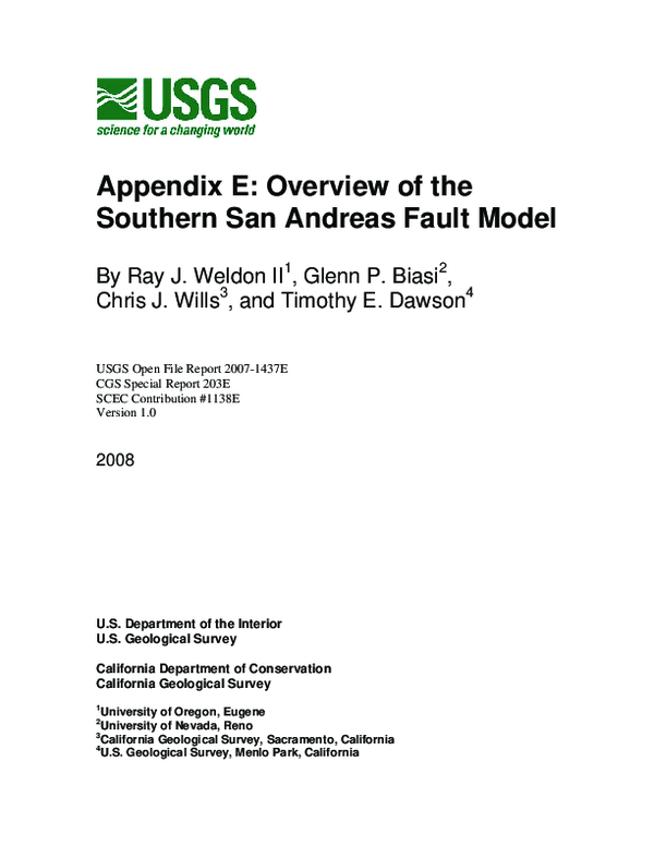 (PDF) Overview of the Southern San Andreas Fault Model | Ray Weldon ...