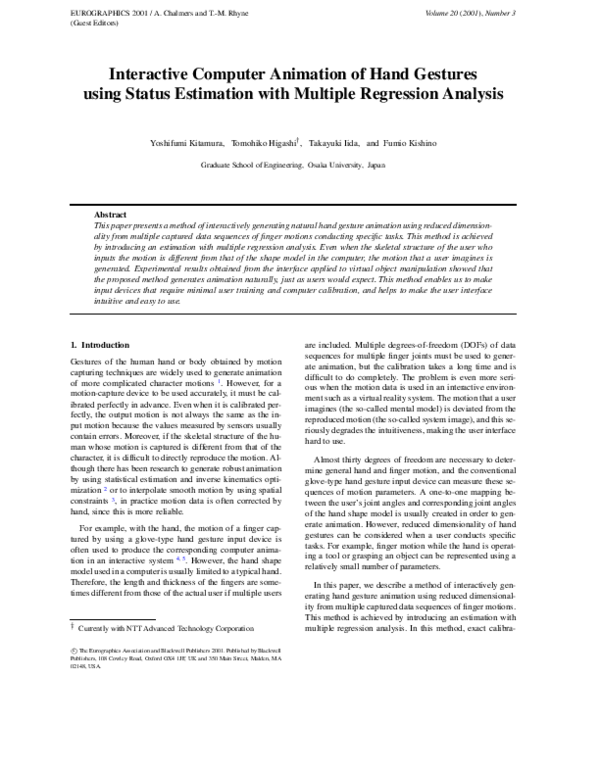 (PDF) Interactive Computer Animation of Hand Gestures using Status Estimation with Multiple ...