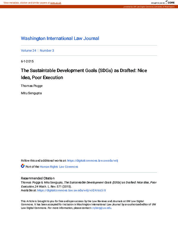 (PDF) The Sustaintable Development Goals (SDGs) as Drafted: Nice Idea ...