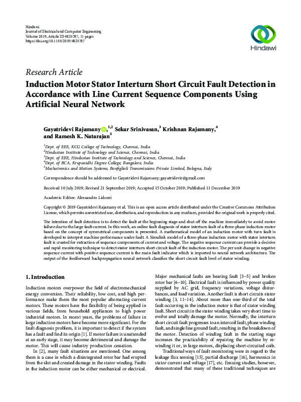 Pdf Induction Motor Stator Interturn Short Circuit Fault Detection In Accordance With Line