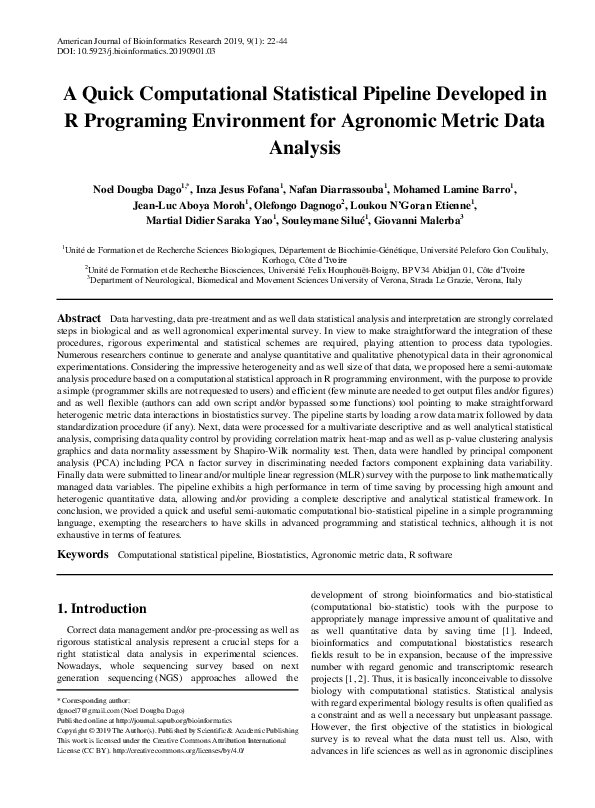 (PDF) A Quick Computational Statistical Pipeline Developed in R Programing Environment for ...