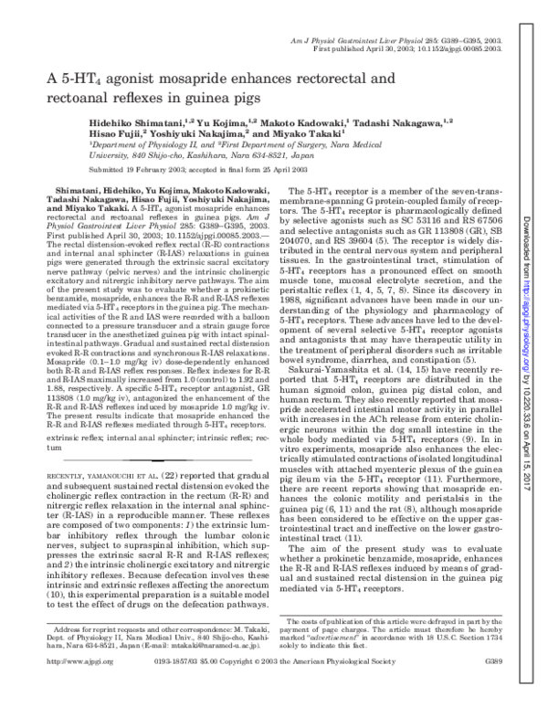 (PDF) A 5-HT4 agonist mosapride enhances rectorectal and rectoanal ...