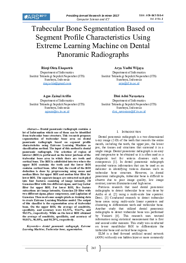 (PDF) Trabecular Bone Segmentation in Dental Radiographs Using ELM