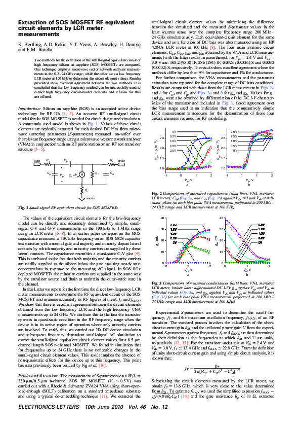 Pdf Lcr Meter Method For Sos Mosfet Circuit Elements