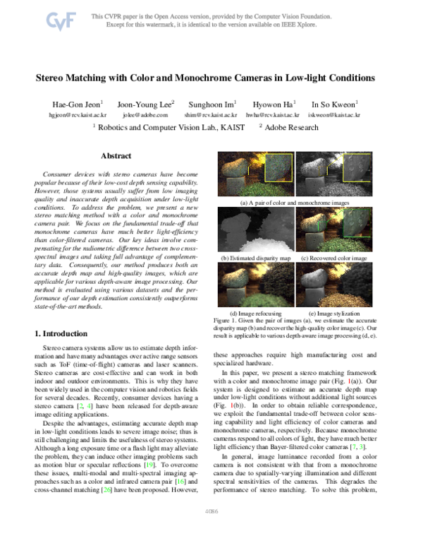 (PDF) Stereo Matching with Color and Monochrome Cameras in Low-Light ...
