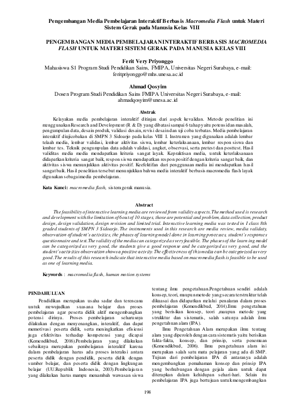 (PDF) Pengembangan Media Pembelajaran Interaktif Berbasis Macromedia Flash untuk Materi Sistem ...
