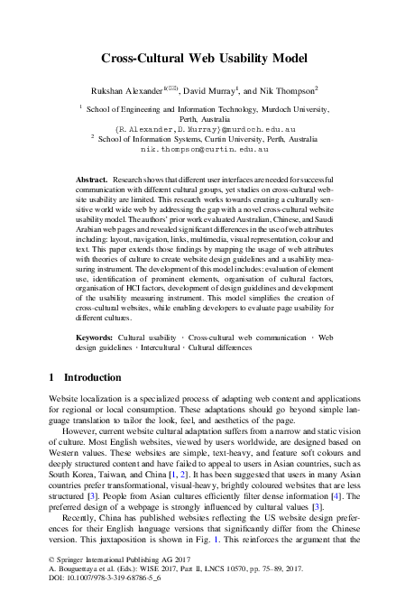 (PDF) Cross-Cultural Web Usability Model