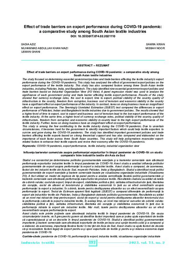 (PDF) Effect of trade barriers on export performance during COVID-19 ...