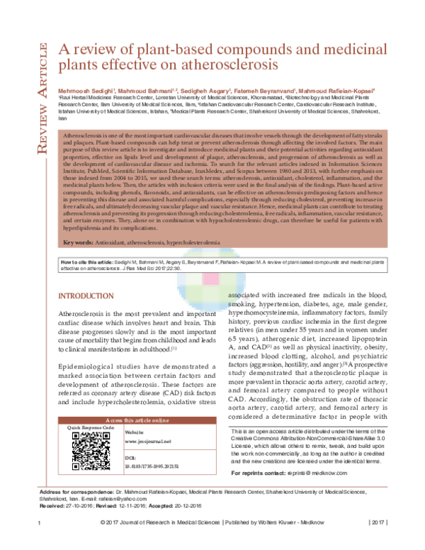 (PDF) A review of plant-based compounds and medicinal plants effective ...