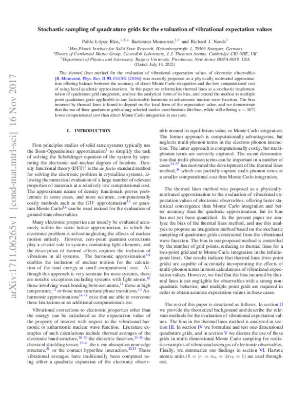 Pdf Data For Stochastic Sampling Of Quadrature Grids For The